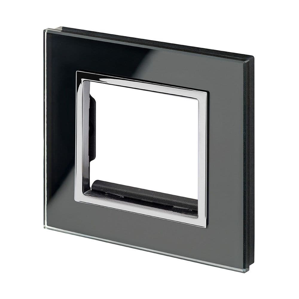 RetroTouch Euro Data Plate Single 2 Module Space Black Glass CT 00174