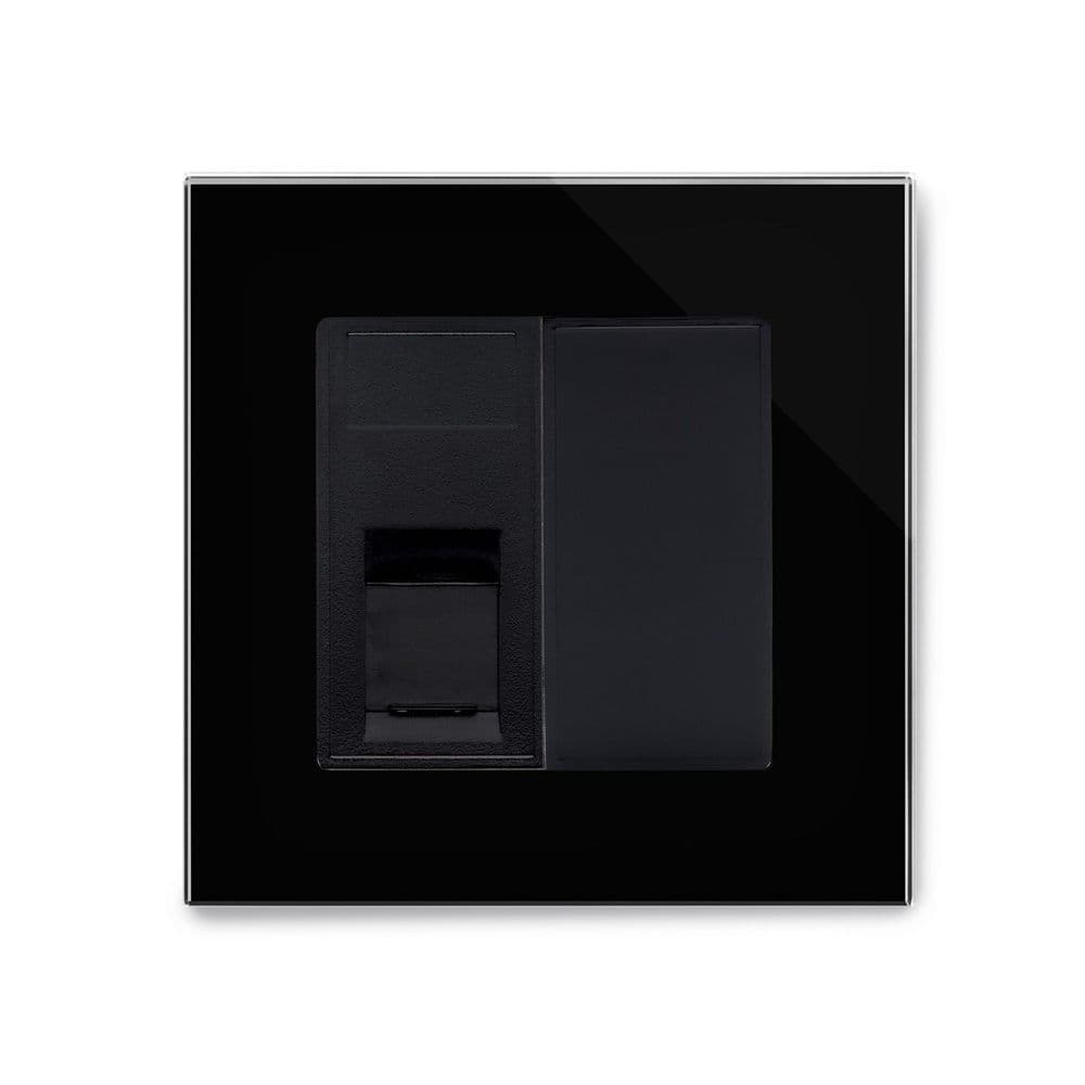 RetroTouch Single RJ45 Cat 5 Data Socket Black Glass PG 00337
