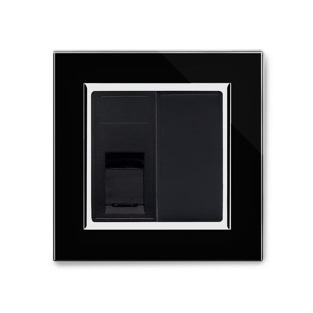 RetroTouch Single RJ45 Cat 6e Data Socket Black Glass CT 00347