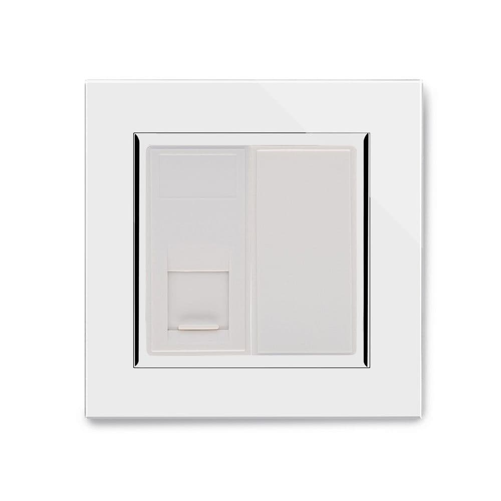 RetroTouch Single RJ45 Cat 6E Data Socket White Glass CT 00346