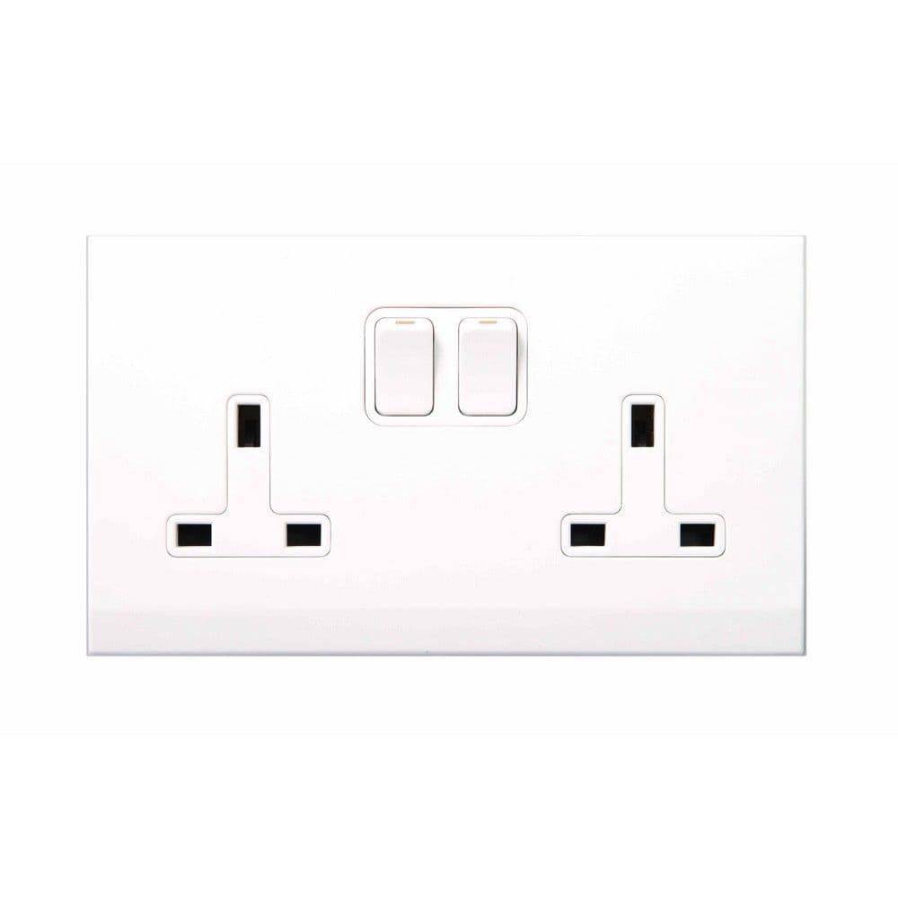 Simplicity White Screwless 13A Double Plug Socket