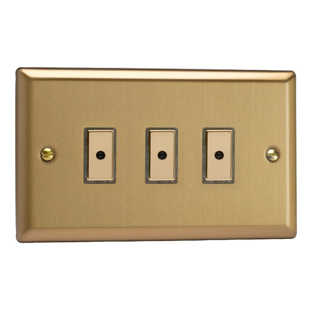 Varilight JBE103 Classic Brushed Brass 3 Gang V-Pro Remote/Touch Master ...