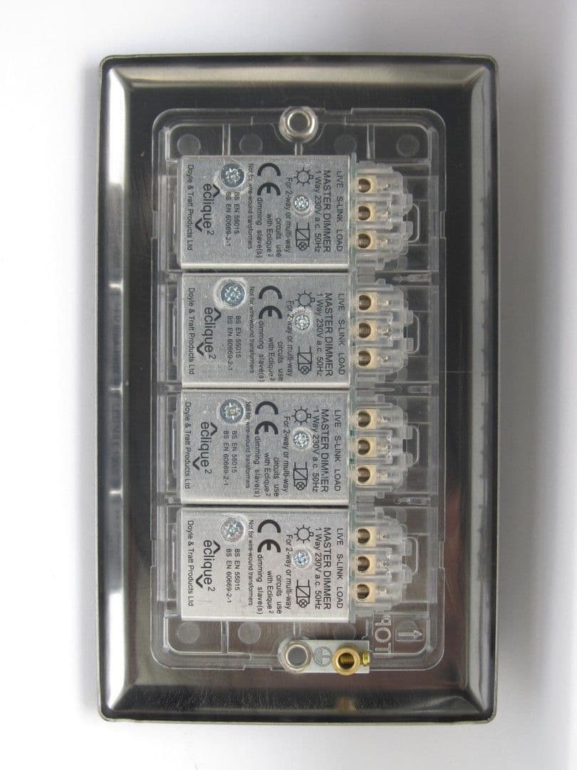 Varilight JBE104 Classic Brushed Brass 4 Gang V-Pro Remote/Touch Master ...