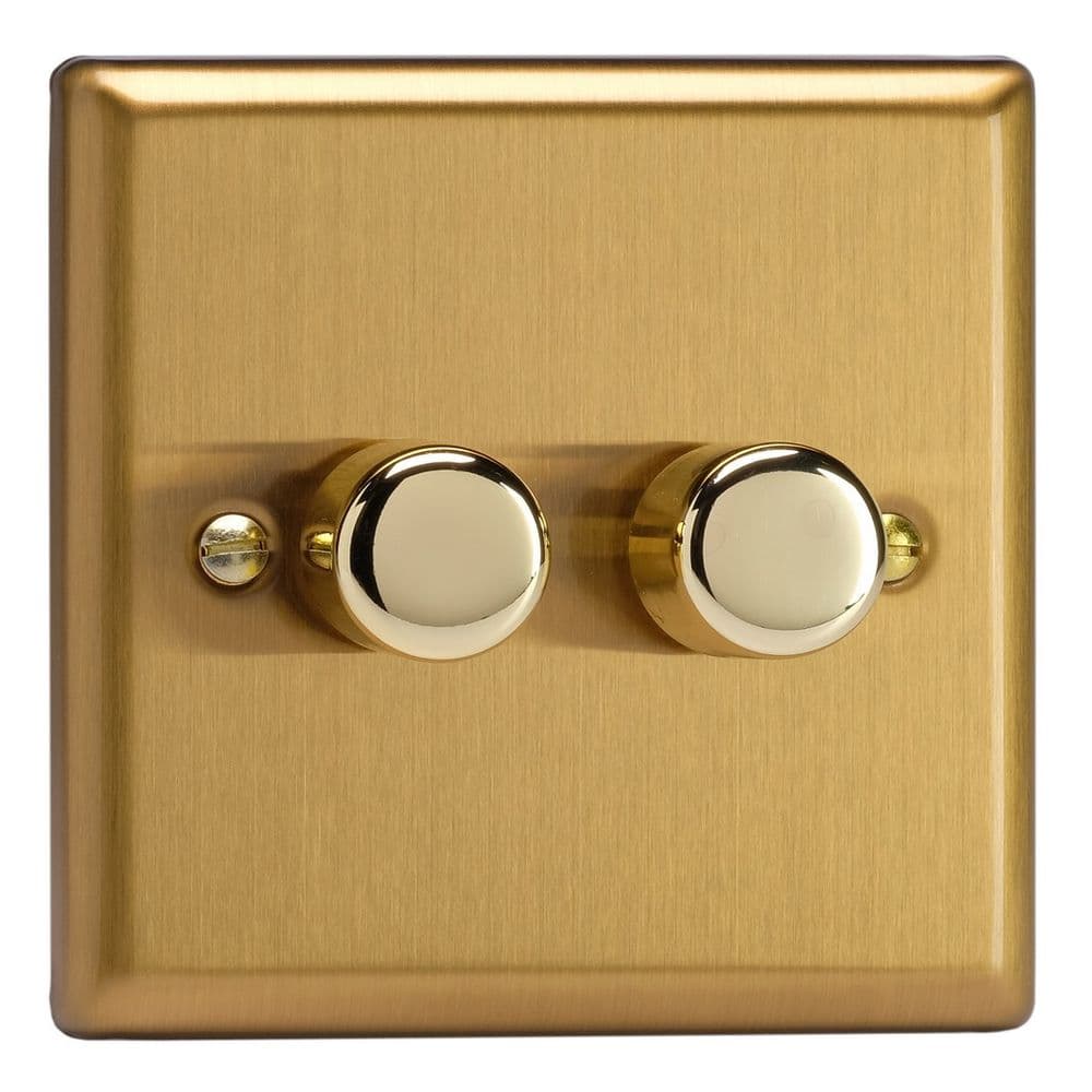 Varilight JBP252 Classic Brushed Brass 2 Gang 2-Way Push-On/Off LED ...