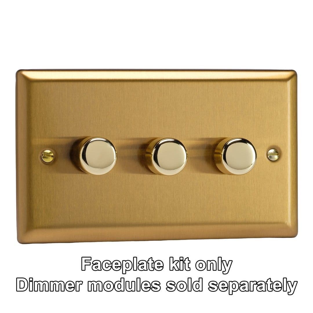 Varilight WBD3 Classic Brushed Brass Matrix 3 Gang Dimmer Kit inc Knobs ...
