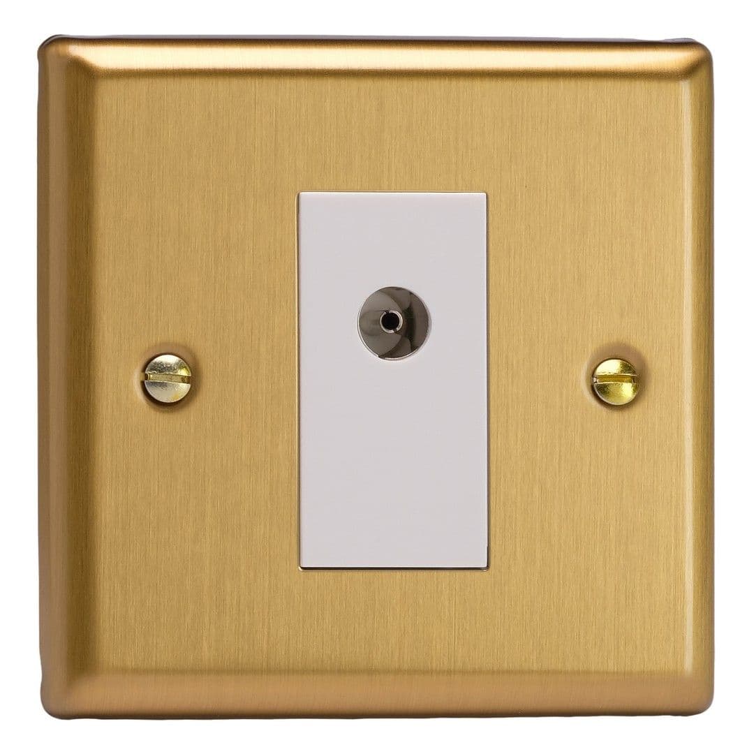 Varilight XB8ISOW Classic Brushed Brass 1 Gang Isolated Co-axial TV Socket