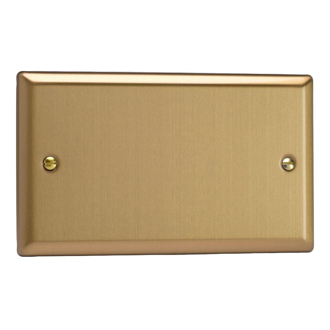 Varilight XBDB Classic Brushed Brass 2 Gang Double Blank Plate