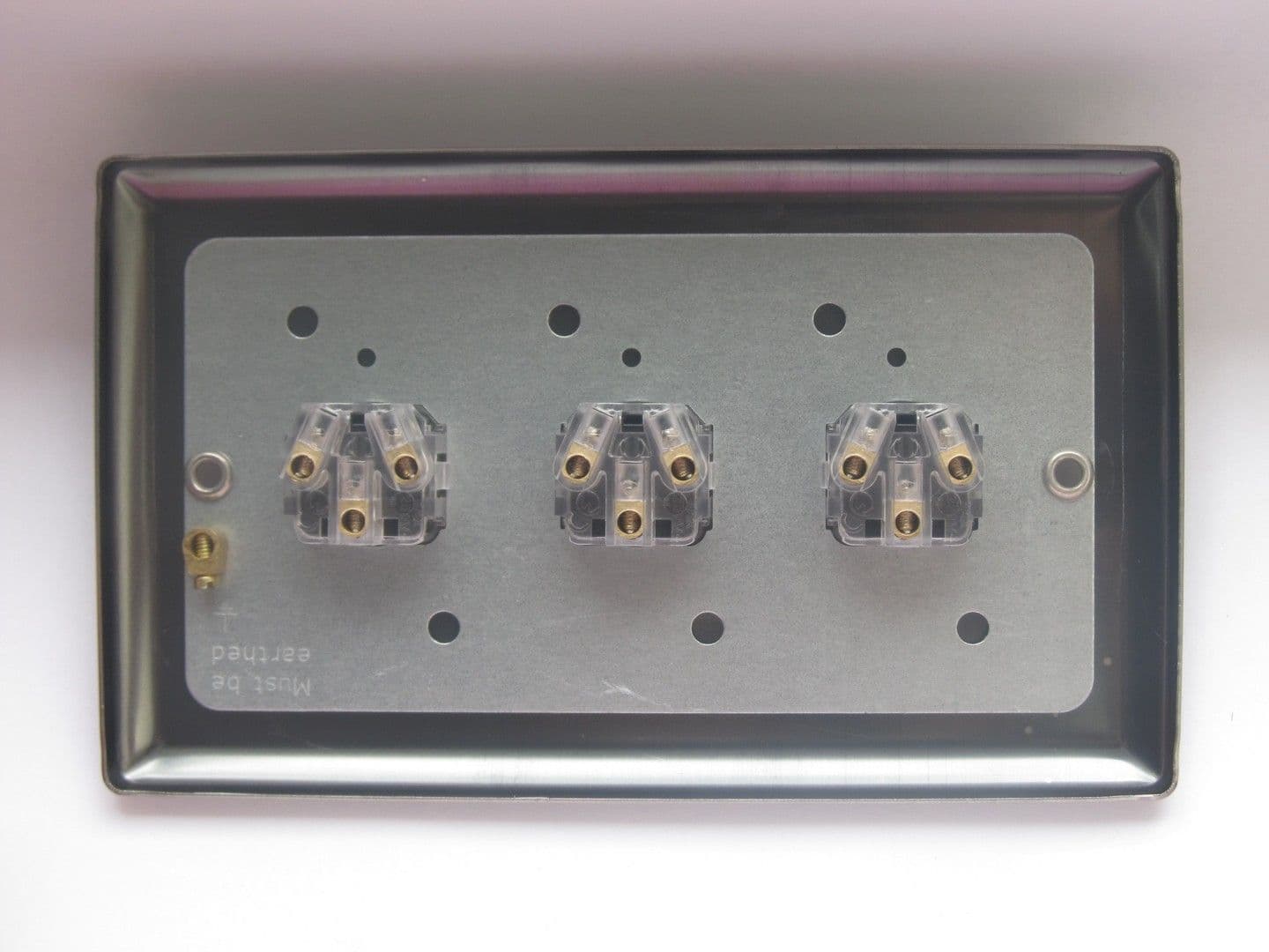 Varilight XBP3 Classic Brushed Brass 3 Gang 6A 1 or 2 Way Push-On/Off Impulse Switch