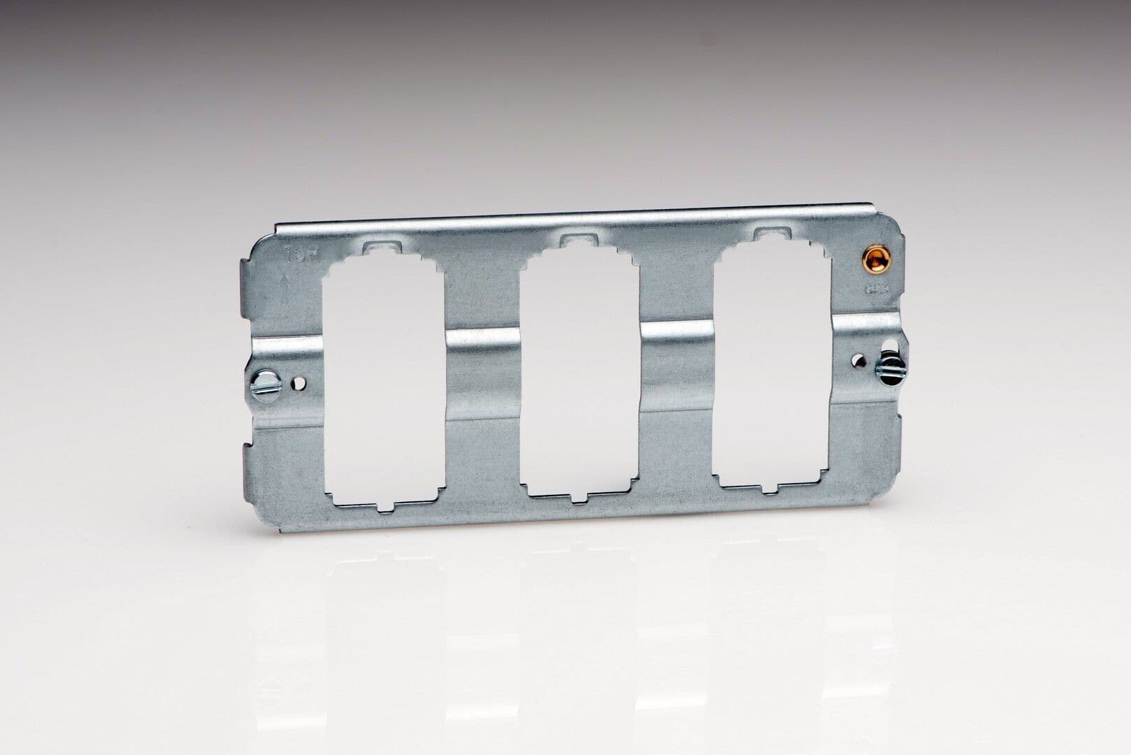 Varilight XBPGY3 Classic Brushed Brass 3 Gang PowerGrid Plate Twin Plate