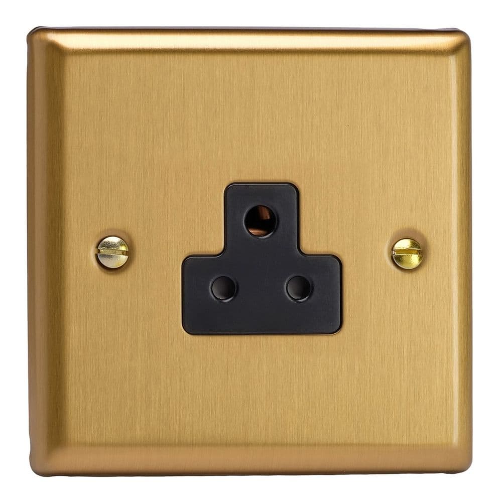 Varilight XBRP2AB Classic Brushed Brass 1 Gang 2A Round Pin Plug Socket
