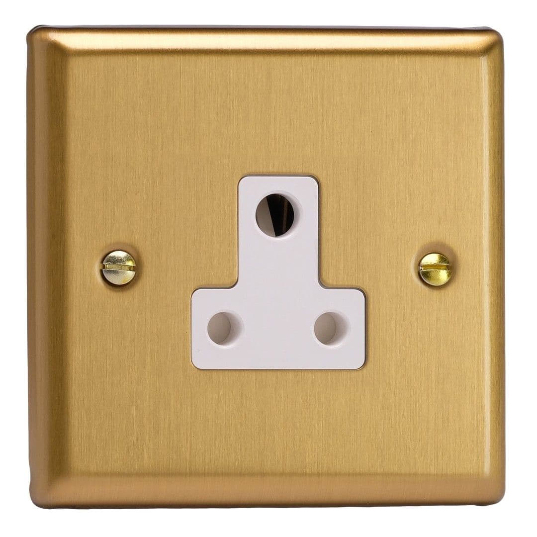 Varilight XBRP5AW Classic Brushed Brass 1 Gang 5A Round Pin Plug Socket