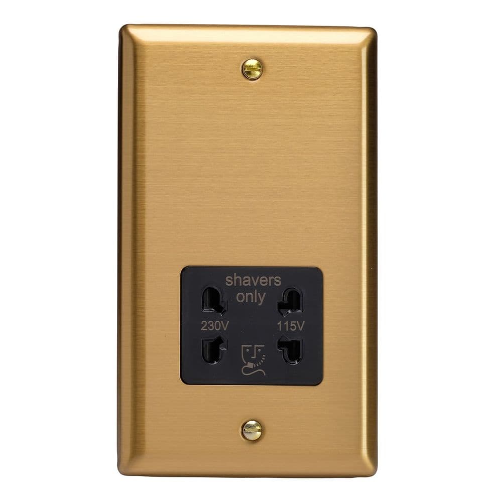 Varilight XBSSB Classic Brushed Brass Dual Voltage Shaver Socket 240V/115V
