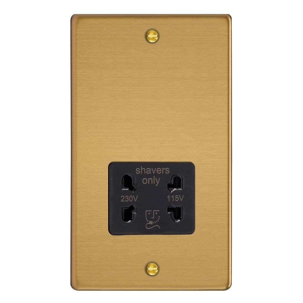 Varilight XDESSB BB Essential Brushed Brass Dual Voltage Shaver Socket ...