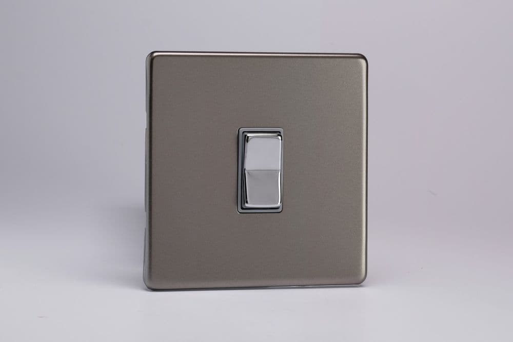 Varilight XDRKR1S Screwless Pewter 1 Gang 10A 2 Way & Off Retractive Switch
