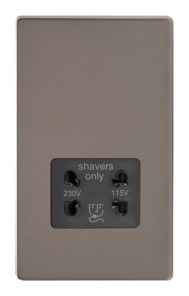 Varilight XDRSSBS Screwless Pewter Dual Voltage Shaver Socket 230V/115V