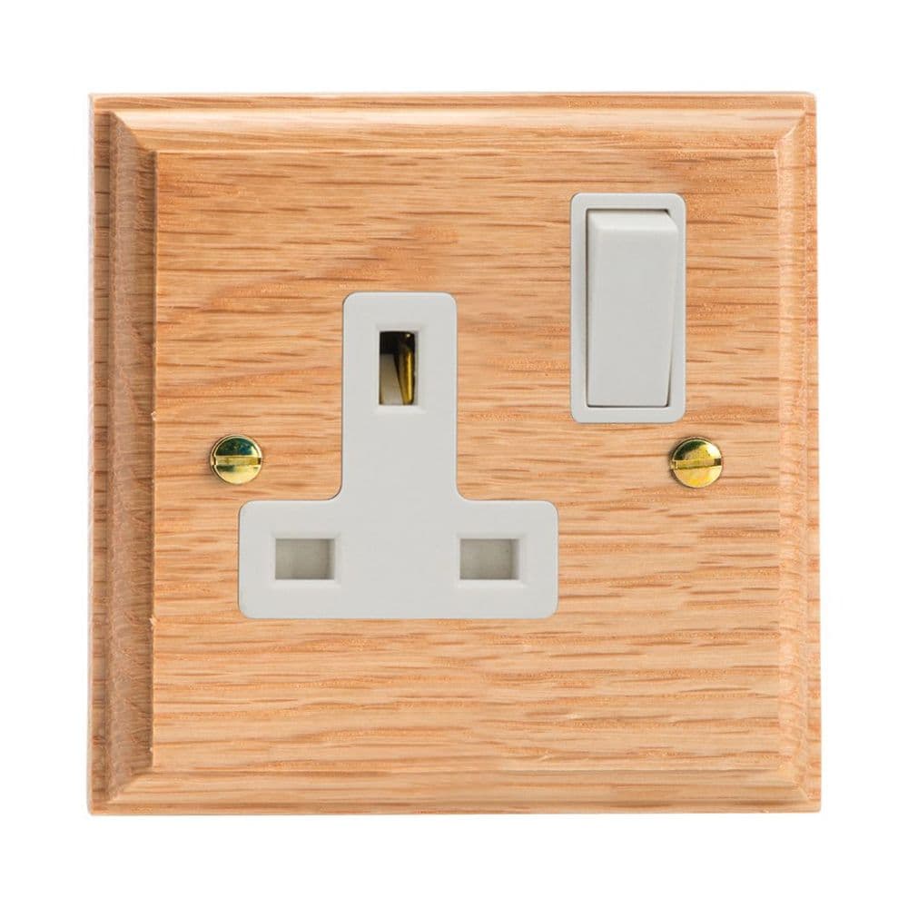Varilight XK4OW Kilnwood Oak 1 Gang 13A DP Single Switched Plug Socket