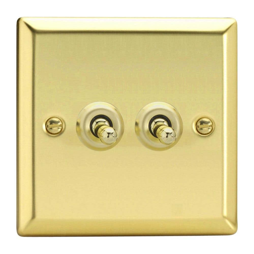 Varilight XVT2 Victorian Polished Brass 2 Gang 10A 1 or 2 Way Toggle ...