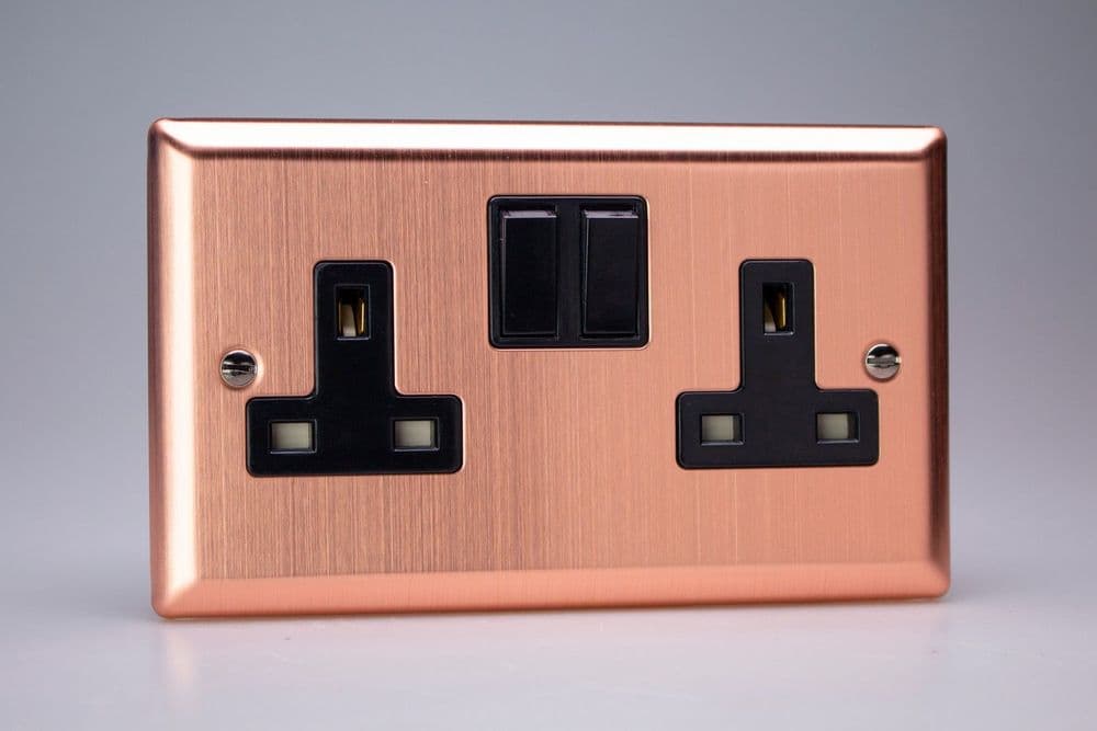 Varilight XY5B BC Urban Brushed Copper 2 Gang Double 13A Switched Plug ...