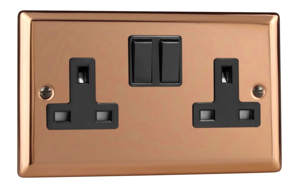 Varilight XY5B CU Urban Polished Copper 2 Gang Double 13A Switched Plug ...
