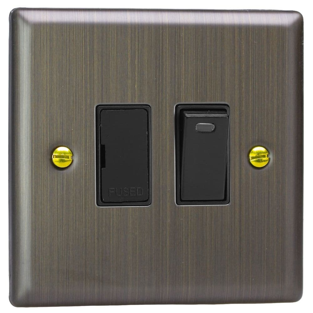 Varilight XY6NB AB Urban Antique Brass 1 Gang 13A Switched Fused Spur Neon