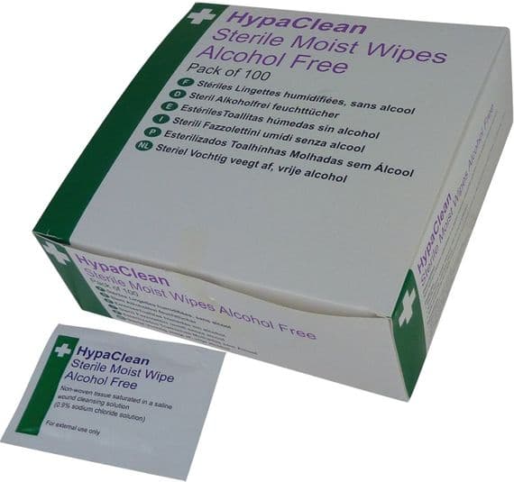 Individually wrapped antiseptic alcohol free wipes in a box of 100.