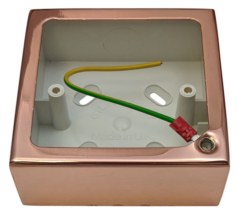 G&H 709BC 1 Gang Bright Copper Surface Mounted Single 30mm Pattress Box