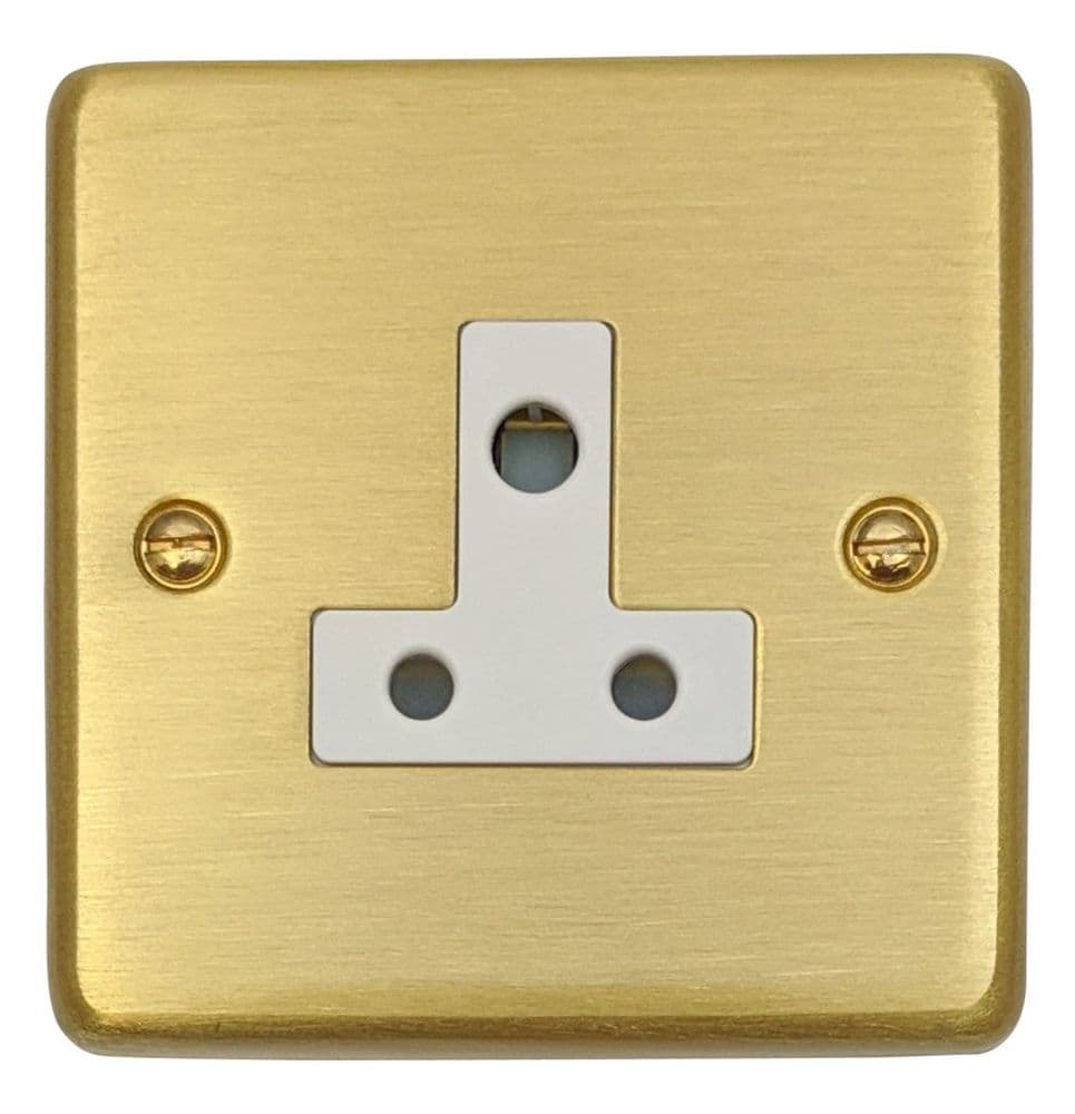 G&H CSB59W Standard Plate Satin Brushed Brass 1 Gang Single 5 Amp Plug ...