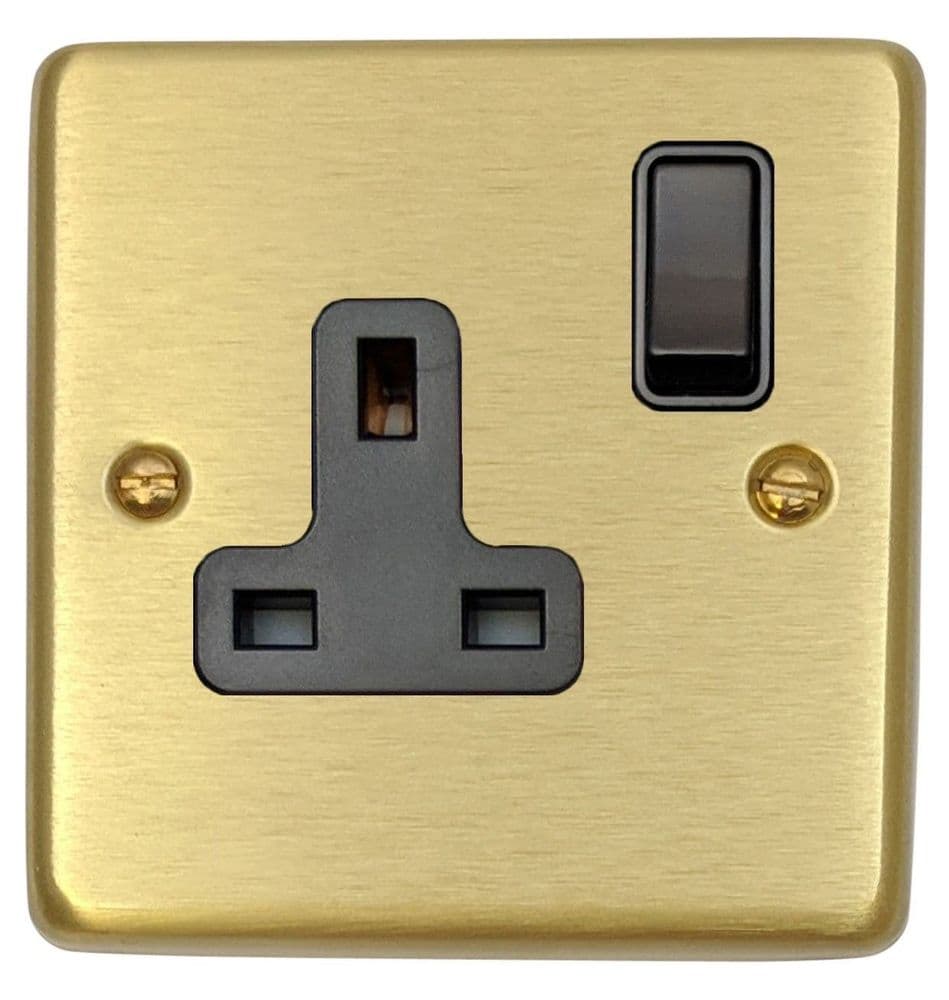 G&H CSB10B Standard Plate Satin Brushed Brass 2 Gang Double 13A ...