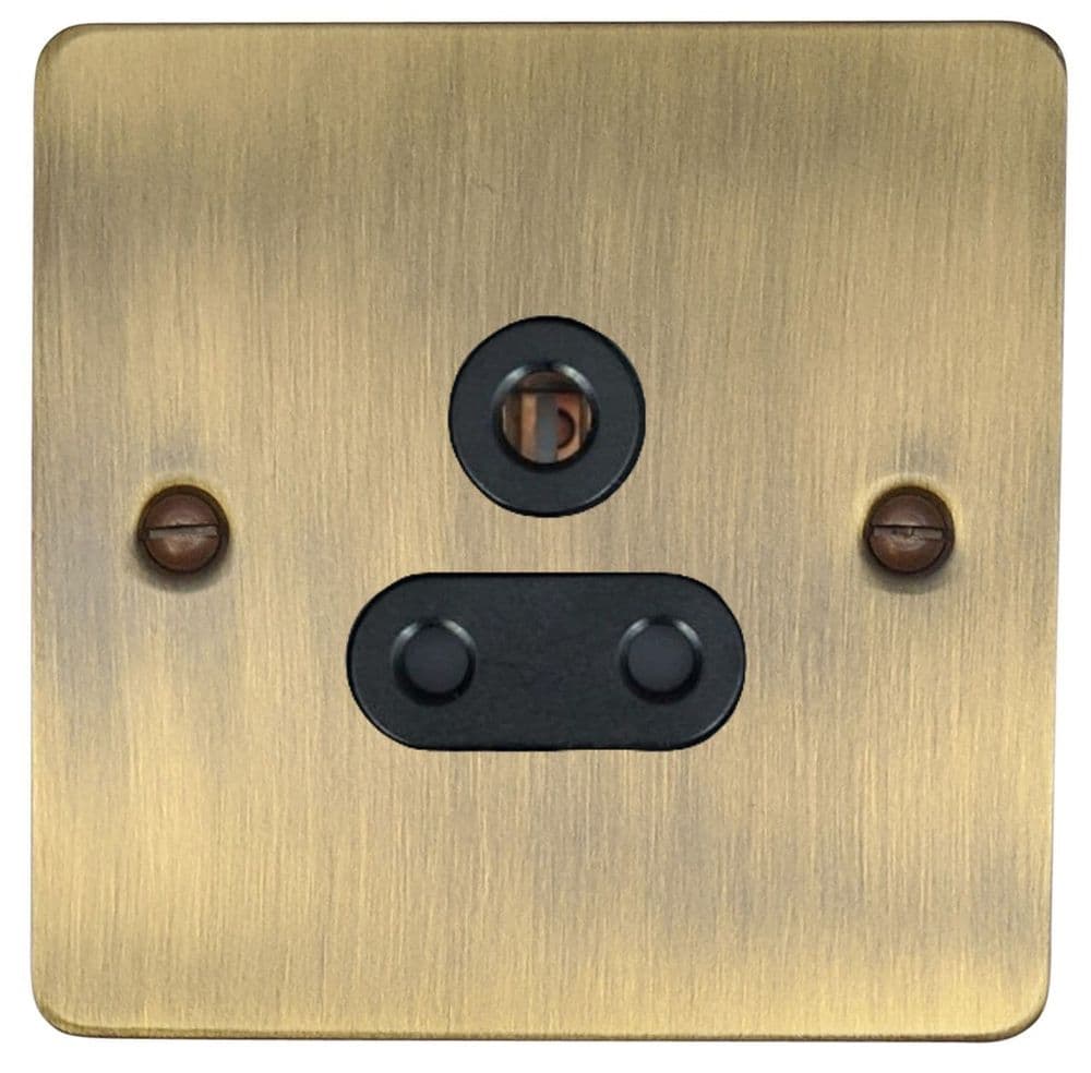 G&H FAB59B Flat Plate Antique Brass 1 Gang Single 5 Amp Plug Socket
