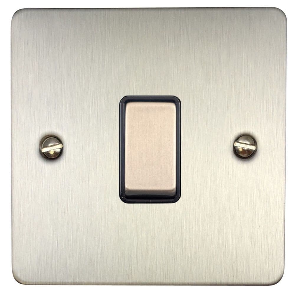 G&H FSS301 Flat Plate Brushed Steel 1 Gang 1 or 2 Way Rocker Light Switch