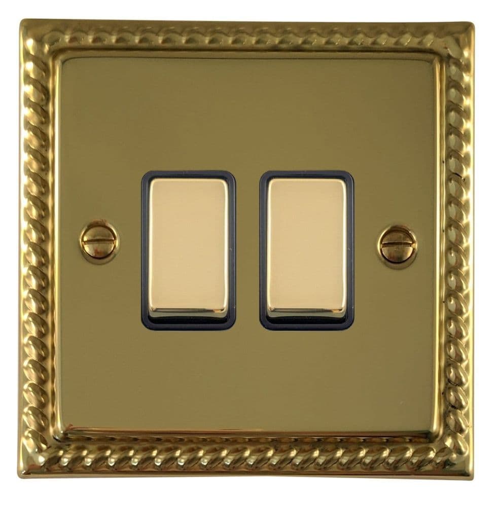 G&H MB302 Monarch Roped Polished Brass 2 Gang 1 or 2 Way Rocker Light ...