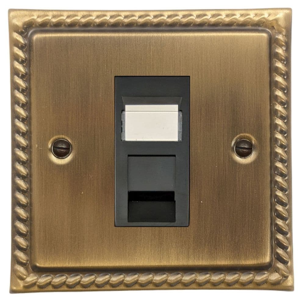 G&H MLAB61B Monarch Roped Light Antique Brass 1 Gang RJ45 Cat5e Data Socket