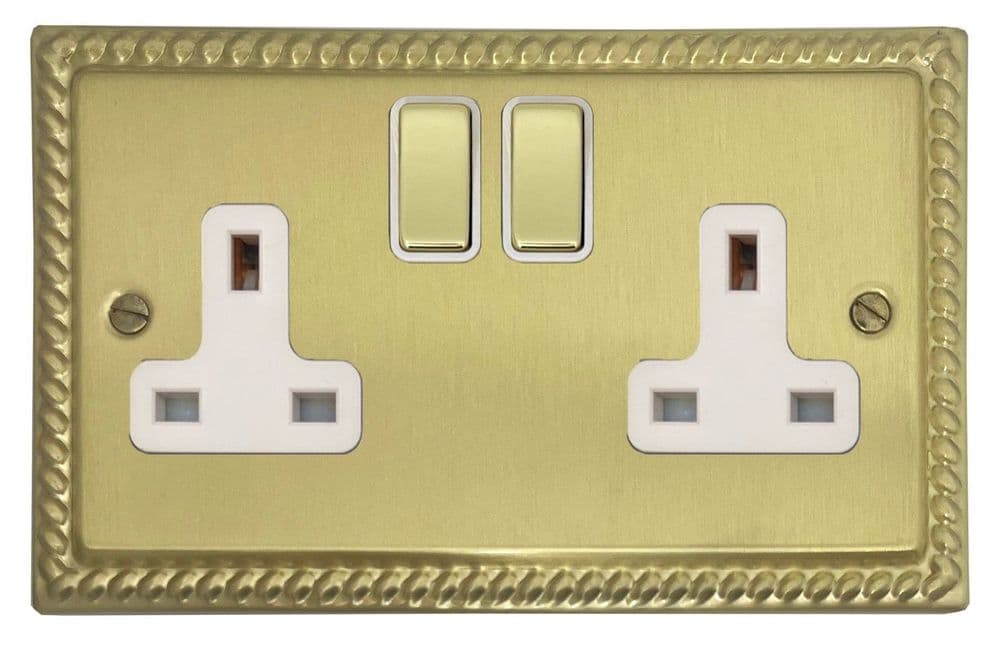 G&H MSB210 Monarch Roped Satin Brushed Brass 2 Gang Double 13A Switched ...