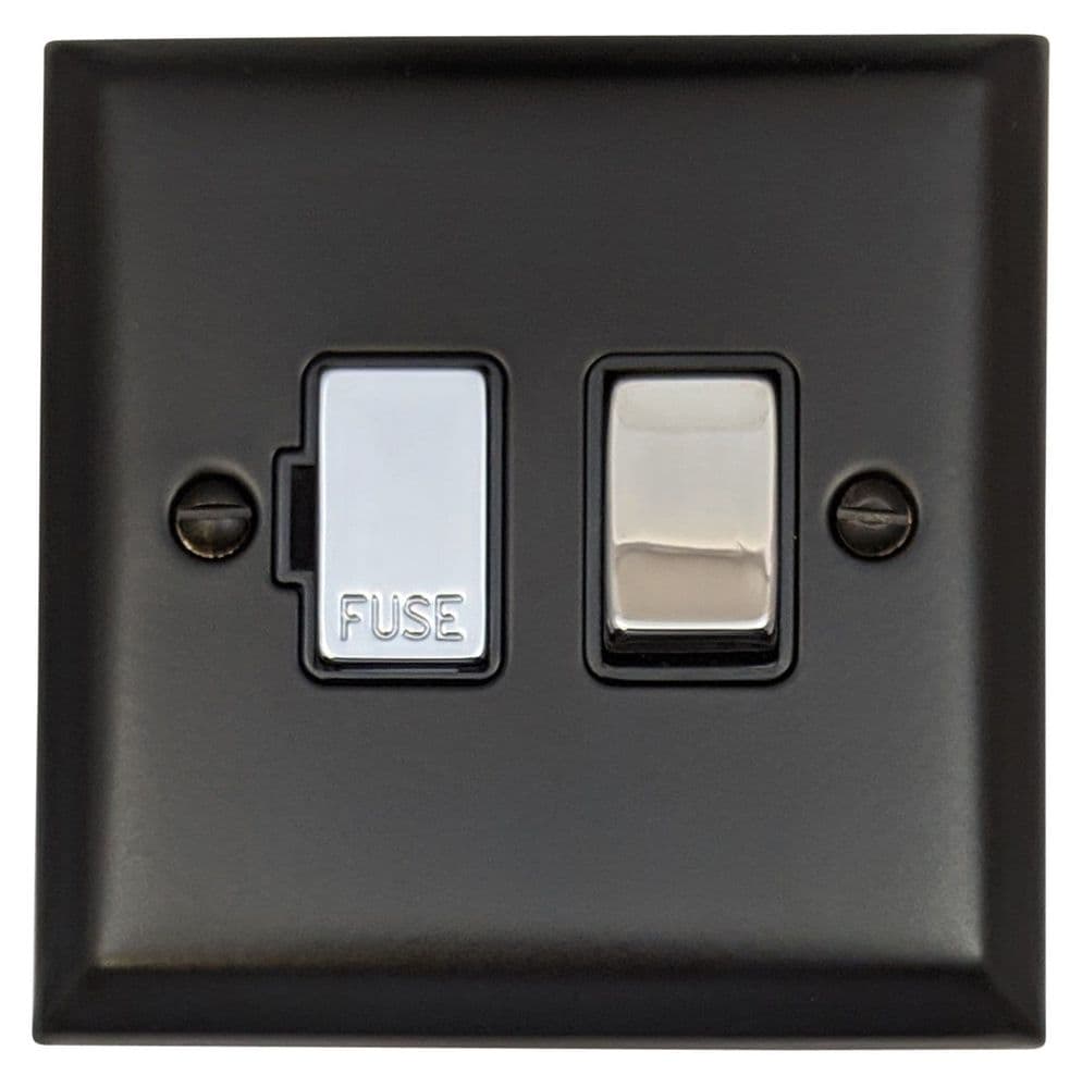 G&H SFB357-PC Spectrum Plate Matt Black 1 Gang Fused Spur 13A Switched