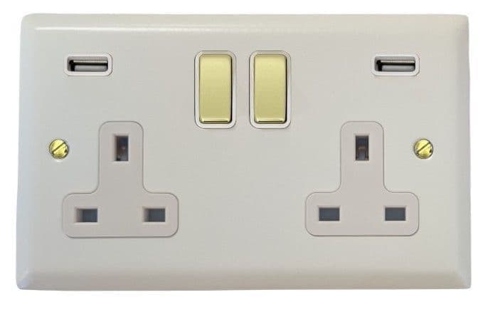 G&H SFW2910-PB Spectrum Plate Matt White 2 Gang Double 13A Switched ...