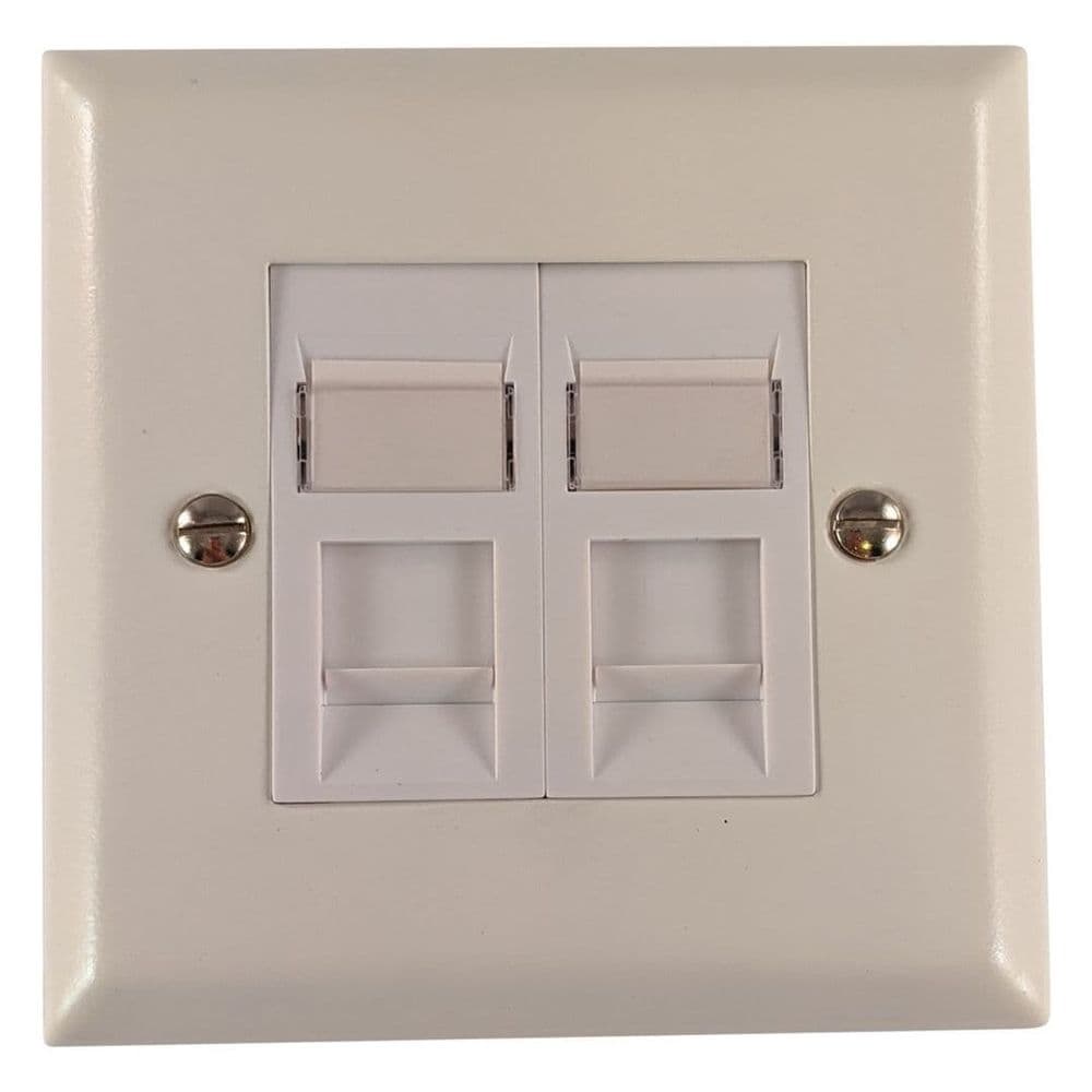 G&H SFW62W Spectrum Plate Matt White 2 Gang RJ45 Cat5e Data Socket Point