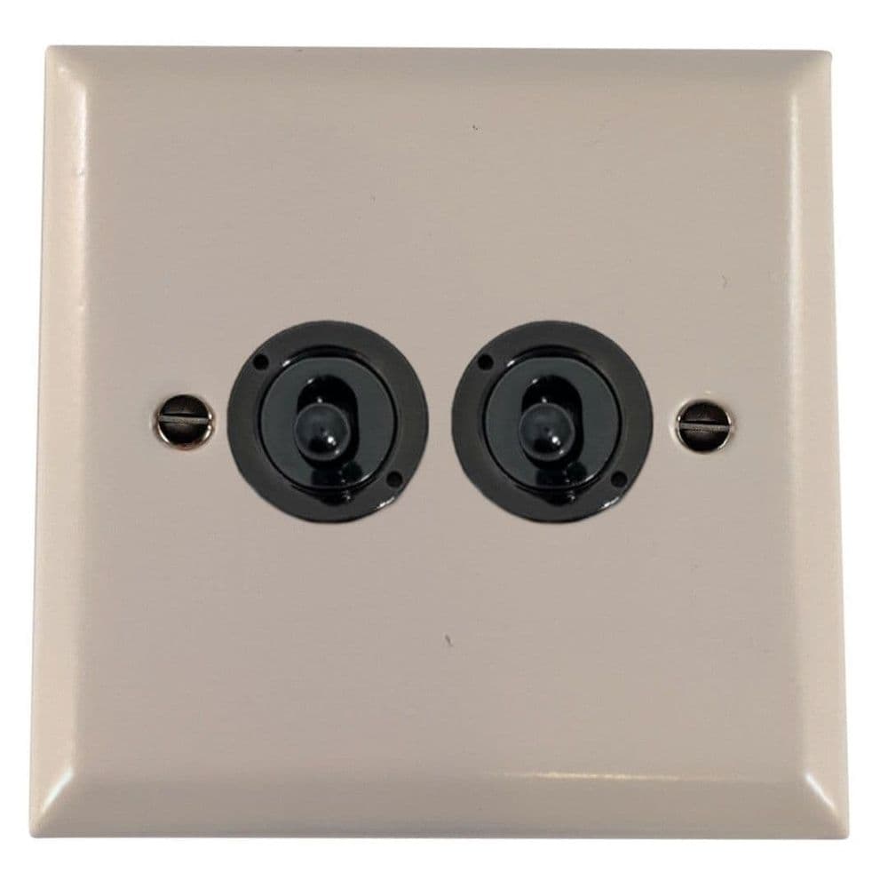 G&H SFW82C-FBK Spectrum Plate Matt White 2 Gang Intermediate Toggle ...