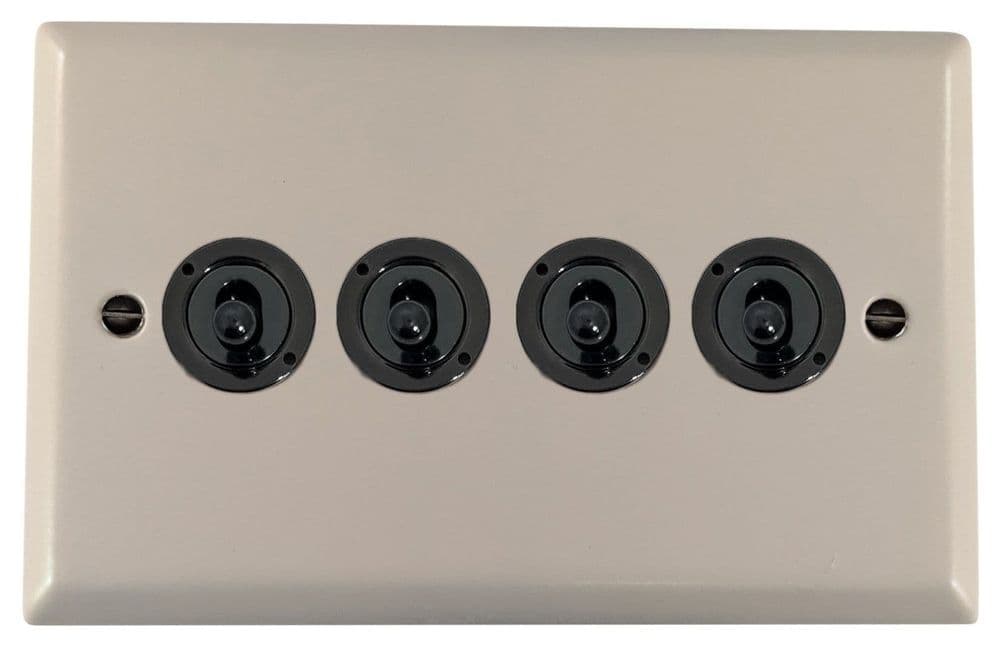 G&H SFW84E-FBK Spectrum Plate Matt White 4 Gang Intermediate Toggle ...