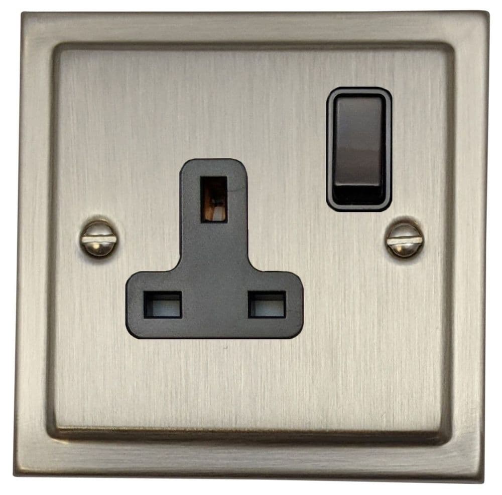 G&H TSN9B Trimline Plate Satin Nickel 1 Gang Single 13A Switched Plug ...