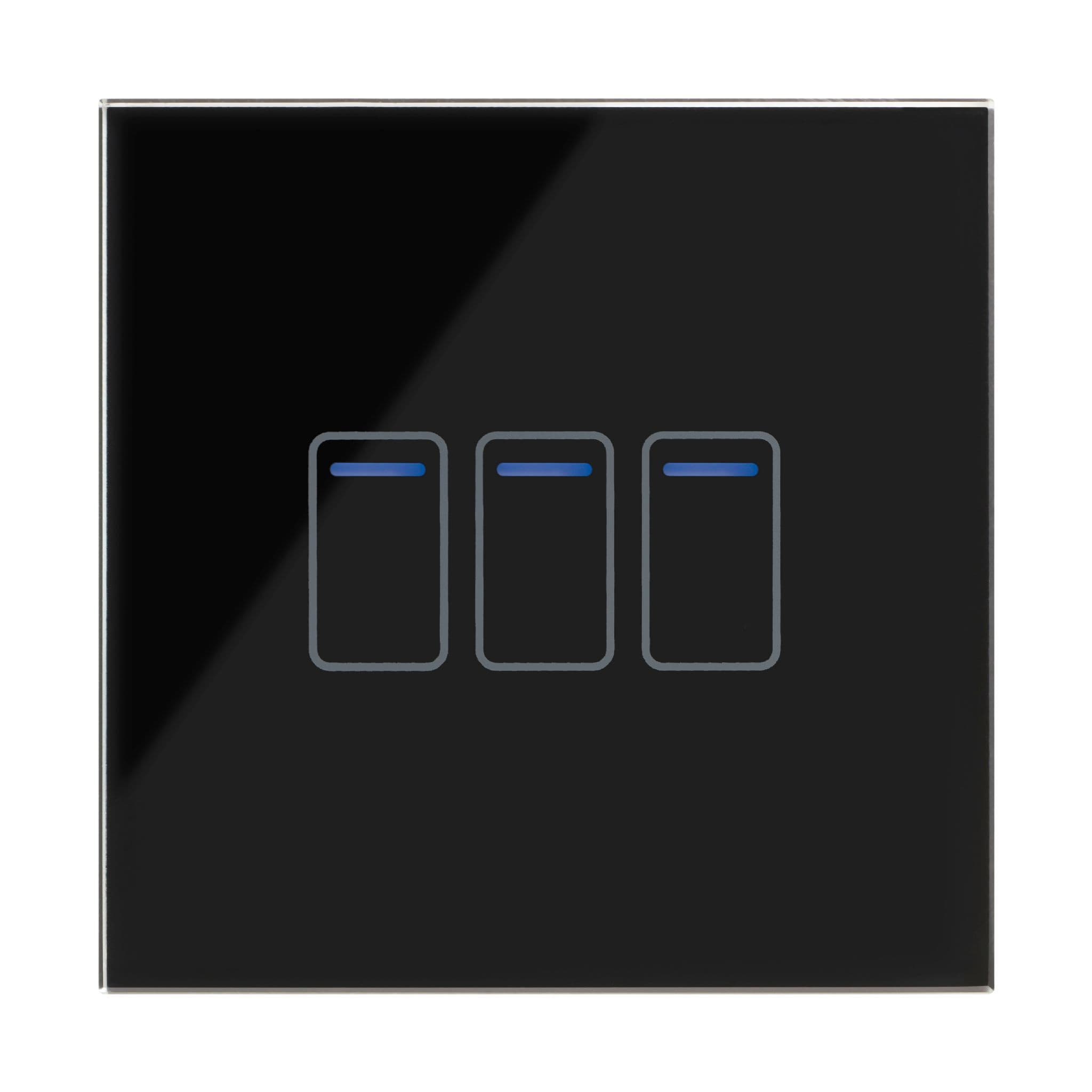 RetroTouch 3 Gang 1 Way Black Glass Touch Switch 01410