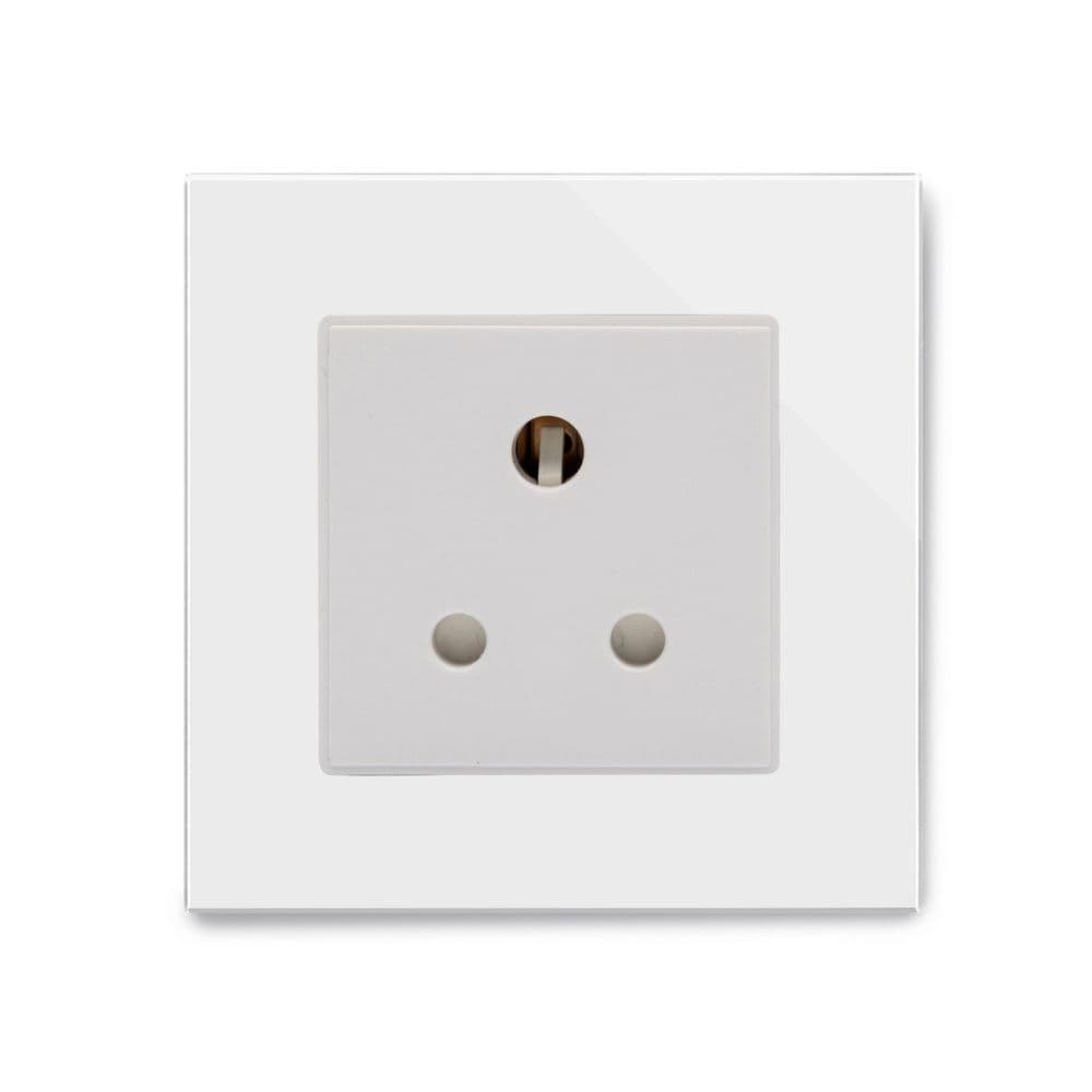 RetroTouch Single 5 Amp Round Pin Plug Socket White Glass PG 04002