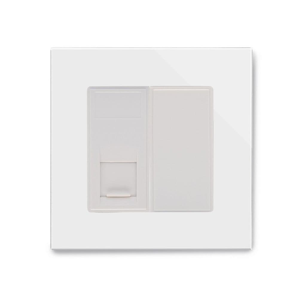 RetroTouch Single RJ45 Cat 5 Data Socket White Glass PG 00329