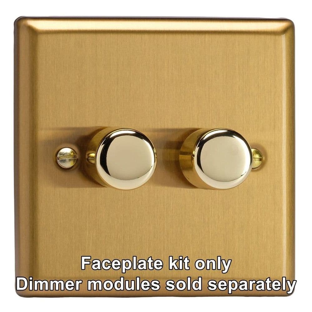 Varilight WB2 Classic Brushed Brass Matrix 2 Gang Dimmer Kit inc Knobs ...