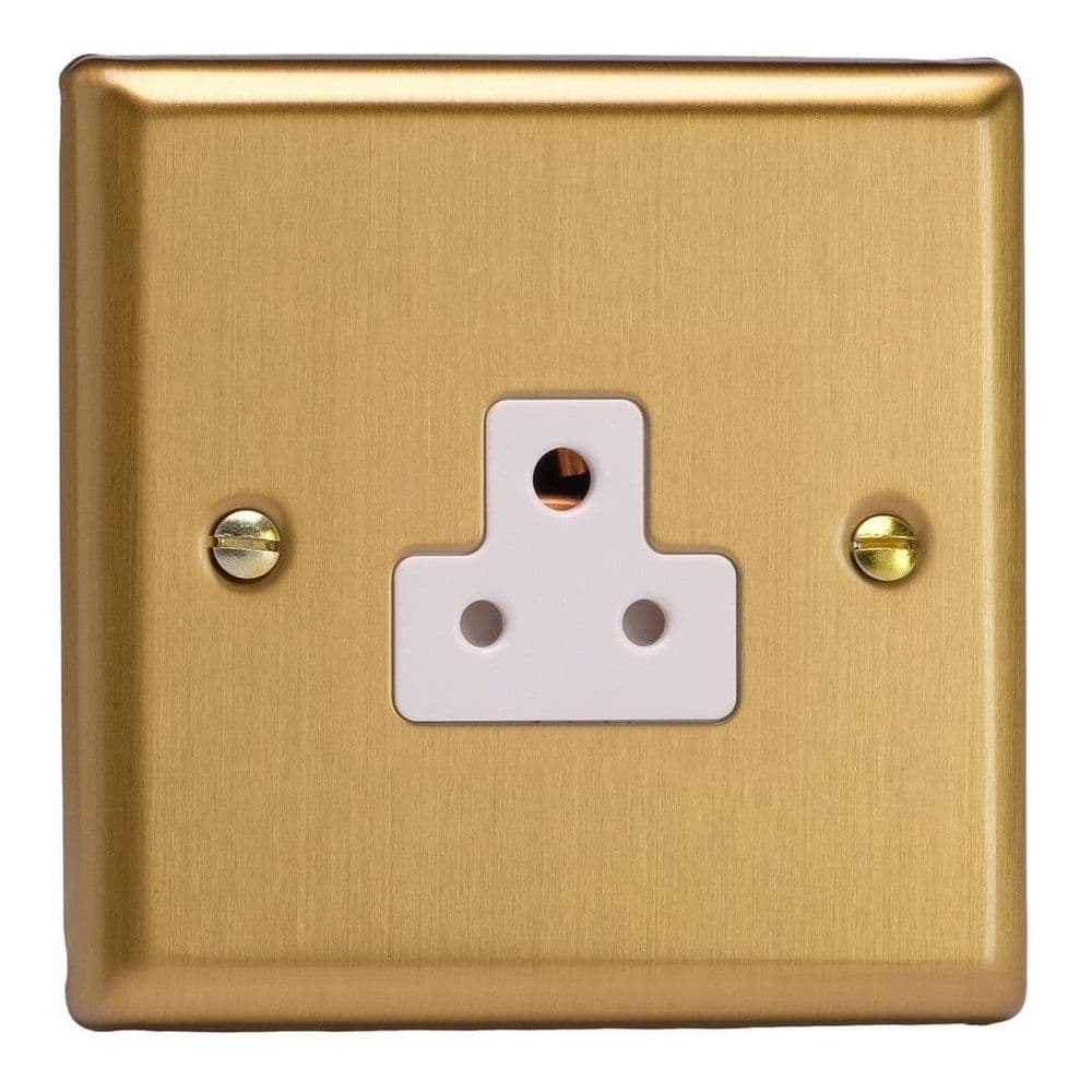 Varilight XBRP2AW Classic Brushed Brass 1 Gang 2A Round Pin Plug Socket