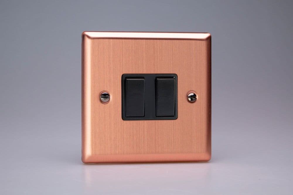 Varilight XY2B BC Urban Brushed Copper 2 Gang 10A 1 or 2 Way Rocker ...
