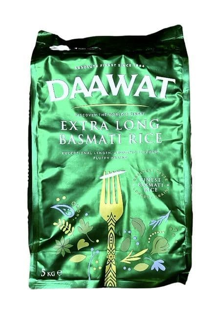 5KG Daawat Extra Long Basmati Rice | Buy Online at The Asian Cookshop