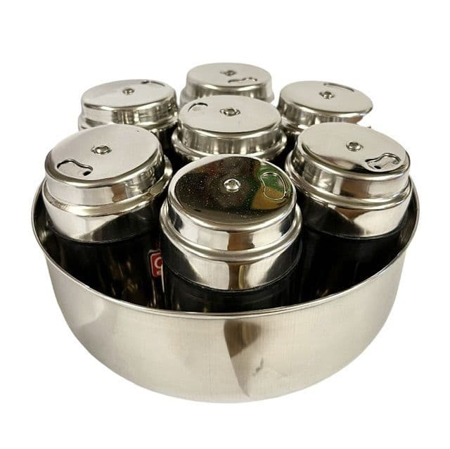 Masala Dabba Set (with 7 Individually Lidded Spice Pots) | Buy Online ...