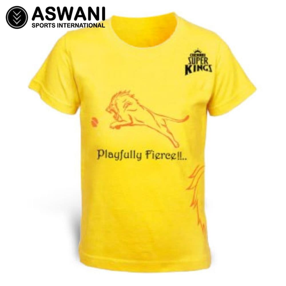 Chennai Super Kings CSK Official IPL Playfully Fierce Kids T-Shirt Yellow