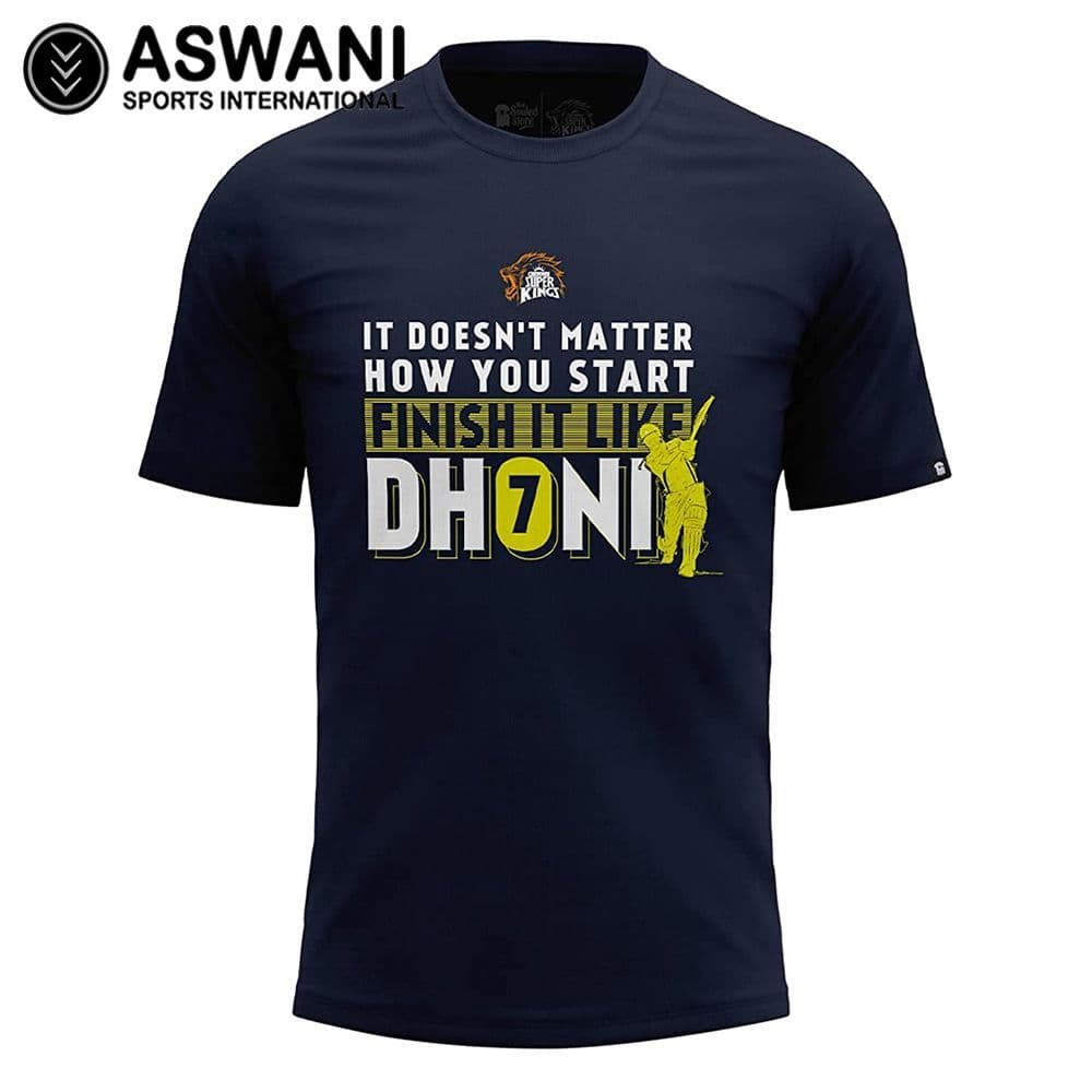 Chennai Super Kings T-Shirt CSK Finish It Like Dhoni IPL Official