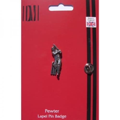 Lapel Pin Badge - Pewter Cricket Batsman